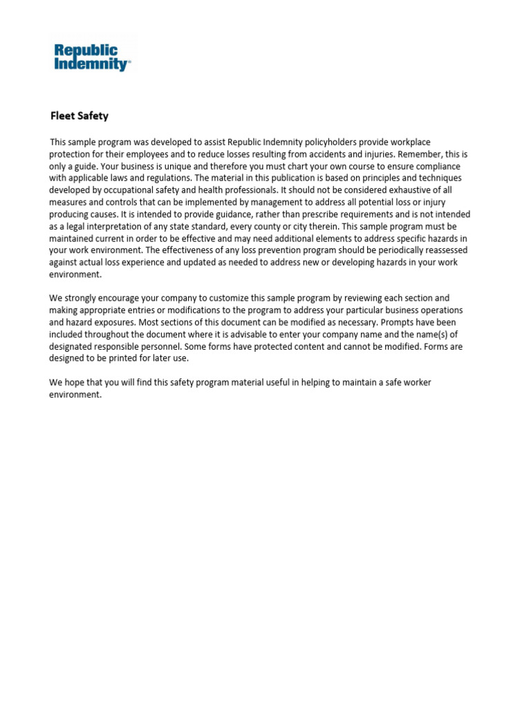 Commerical Fleet Safety Program | PDF | Driving | Traffic Collision