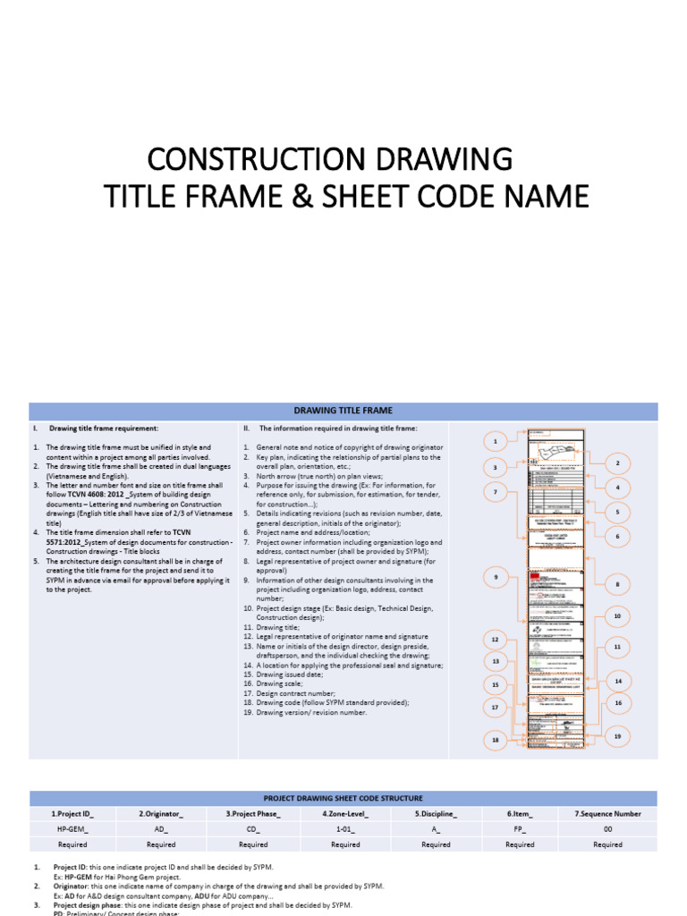 Construction Drawing Title Frame & Sheet Code Name | PDF