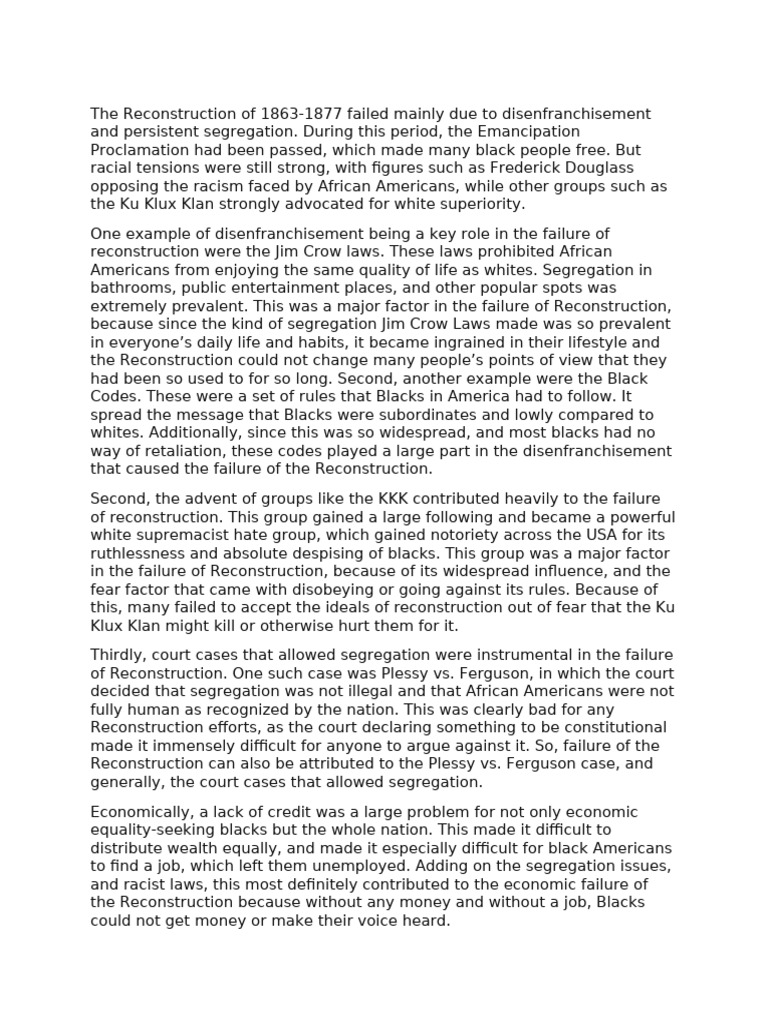 The Reconstruction of 1863 | PDF | Reconstruction Era | White Supremacy