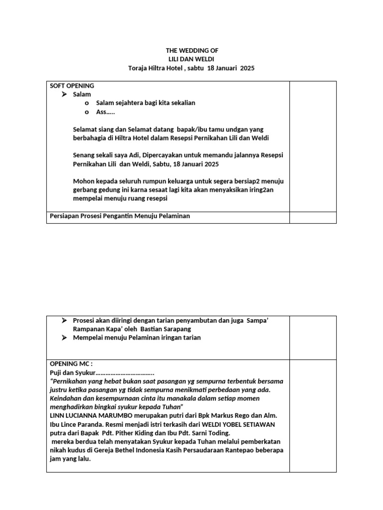 THE WEDDING OF WELDY Dan LILI | PDF