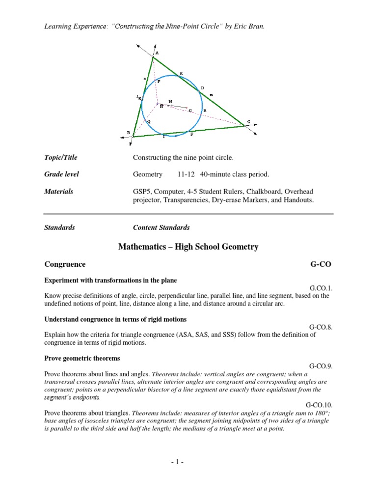 The Nine-Point Circle | PDF | Triangle | Circle