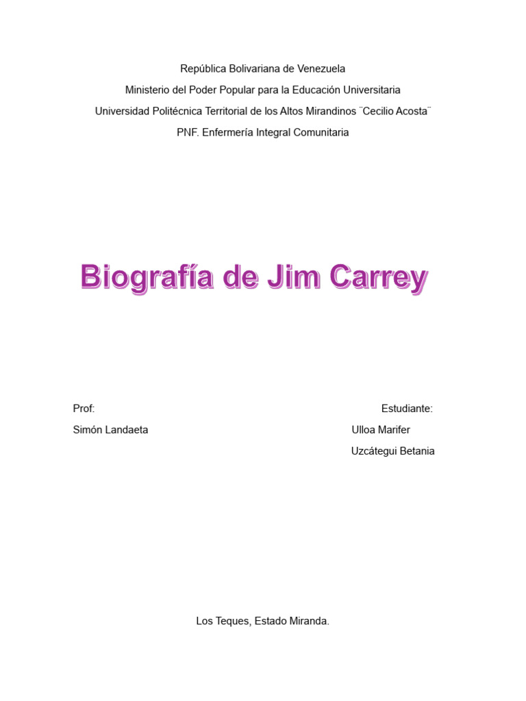 Biografía y salud mental de Jim Carrey | PDF