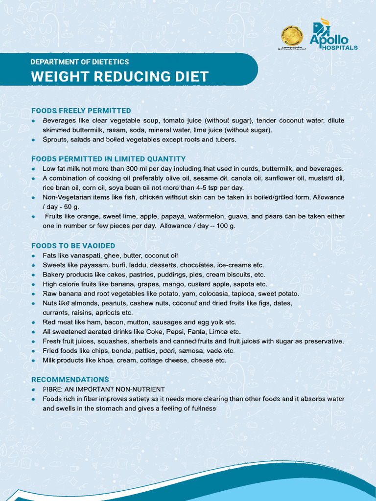 Weight Reducing Diet | PDF