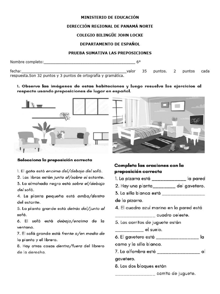 Pruebas de Español para 4° y 6° Grado | PDF