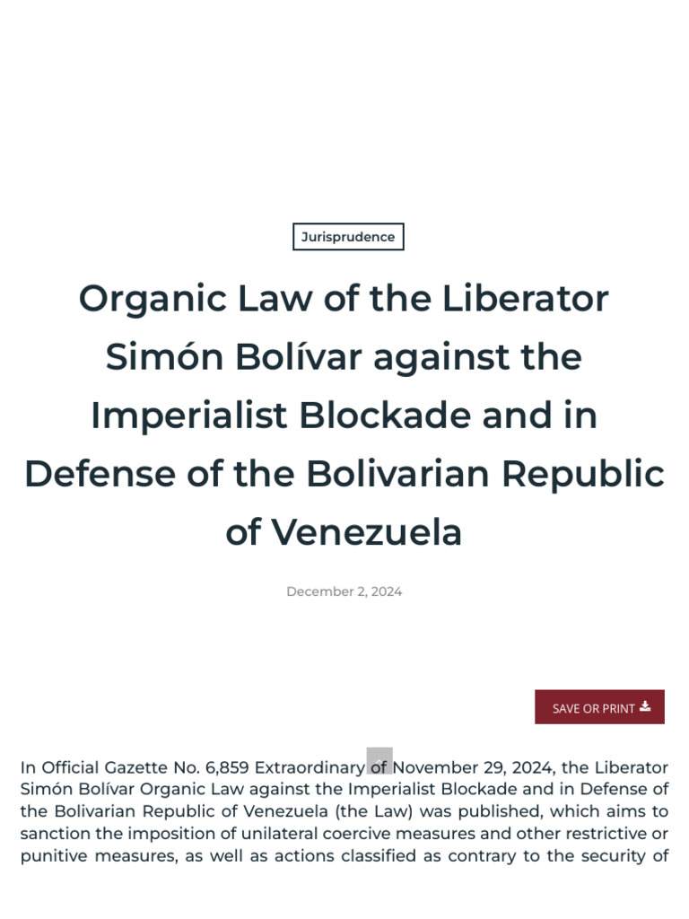Bolivar Law Against Coercive Measures | PDF | Venezuela | Asset Forfeiture