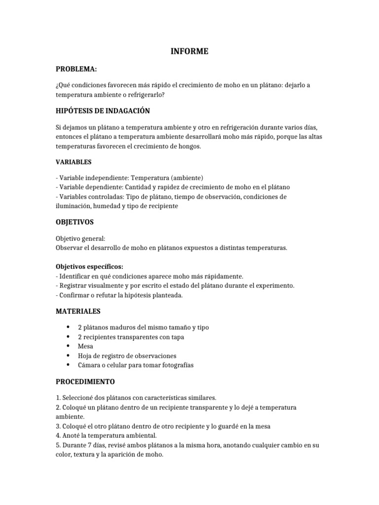 Experimento de Moho Platano | PDF | Molde | Experimentar