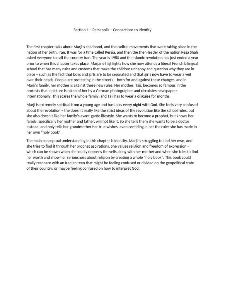 Section 1 - Persepolis - Identity | PDF