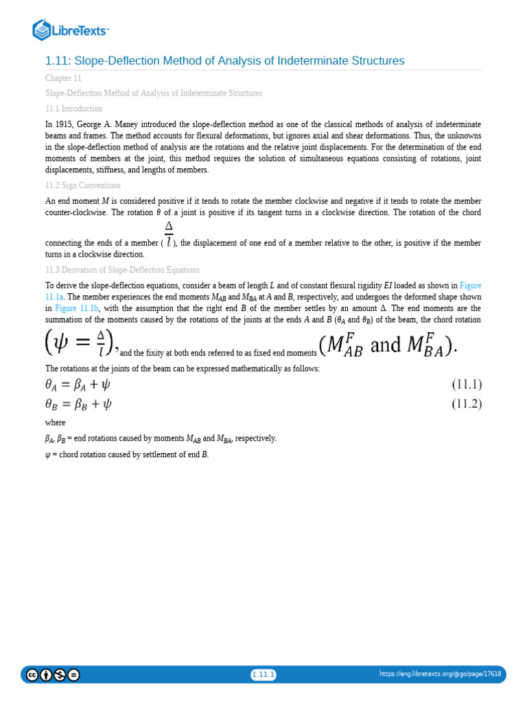 Slope-Deflection Method for Indeterminate Structures | PDF | Bending | Beam (Structure)