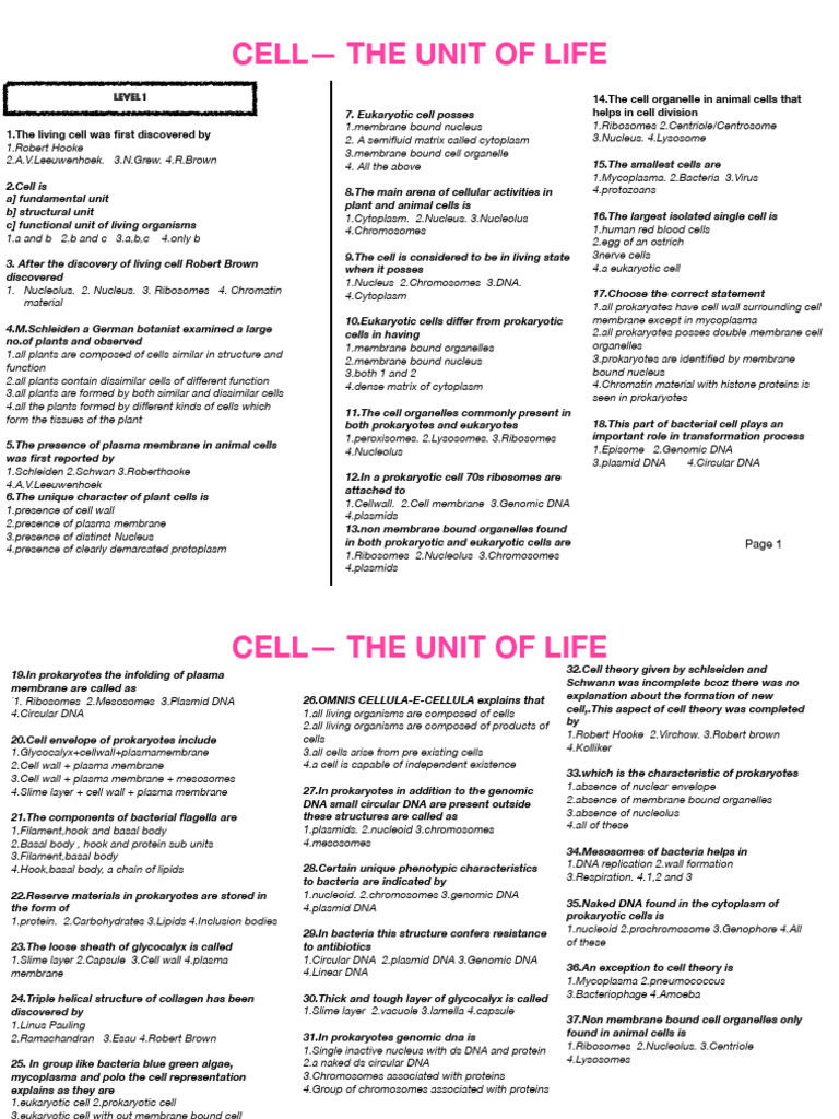 Cell The Unit of Life | PDF | Cell (Biology) | Prokaryote