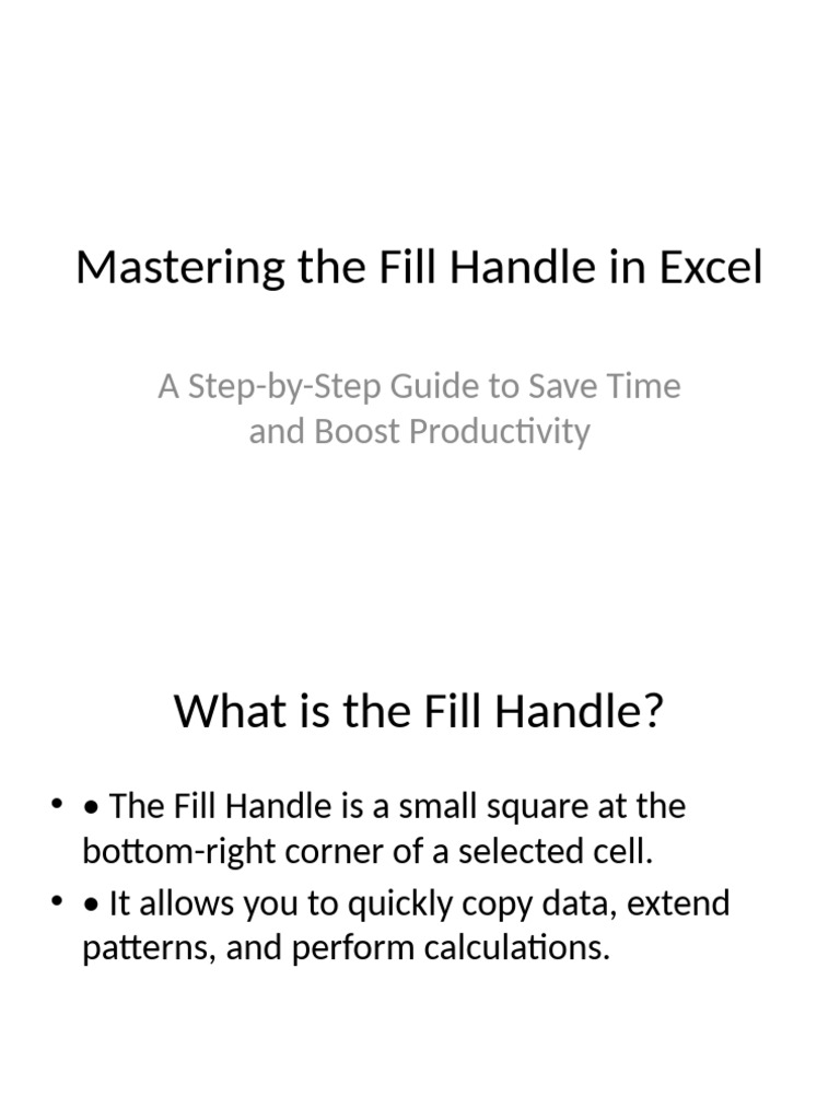 Mastering Excel's Fill Handle Tool | PDF | Microsoft Excel | Computing