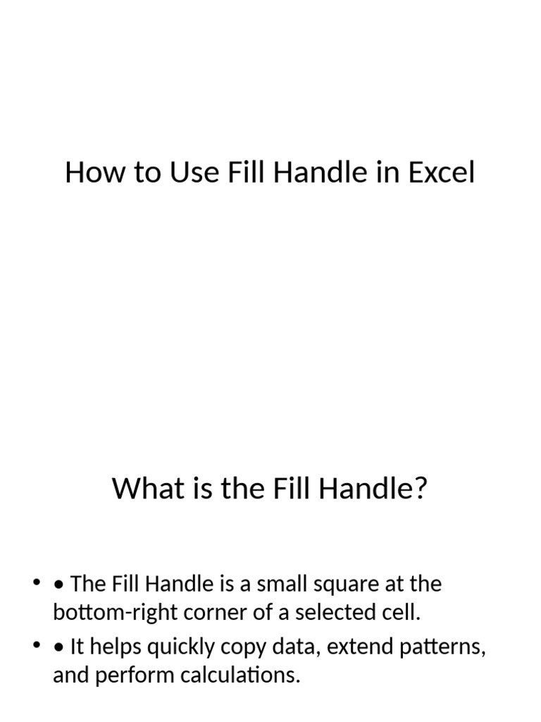 How To Use Fill Handle in Excel | PDF