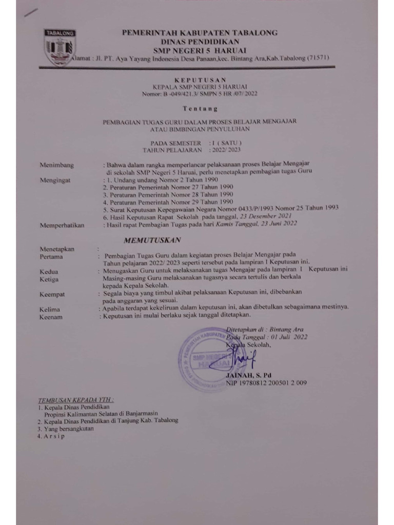 SK PBM SMPN 5 Haruai SMT I | PDF