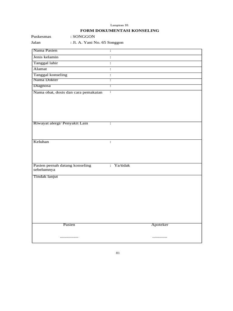Formulir Dokumentasi Konseling | PDF