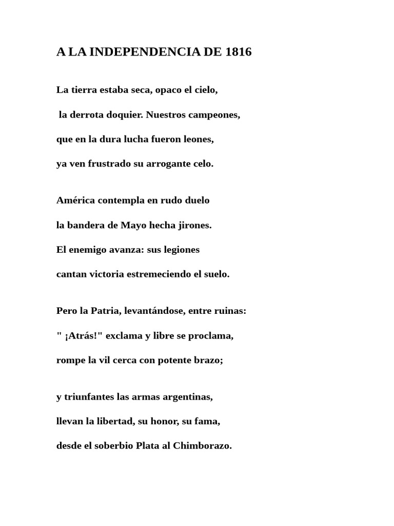 A La Independencia de 1816 | PDF