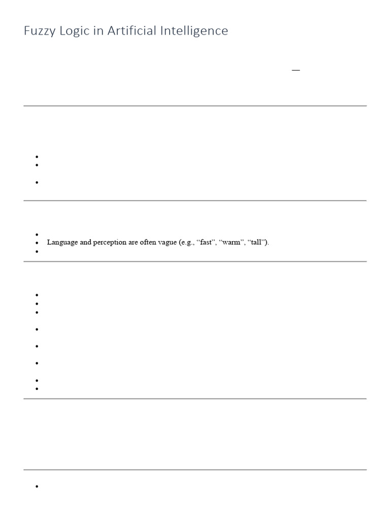 Fuzzy Logic in Artificial Intelligence | PDF | Fuzzy Logic | Artificial Intelligence