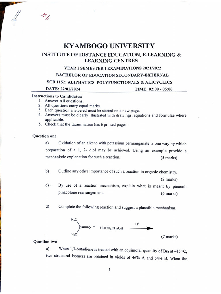 Chemistry Kyu Past Papers | PDF
