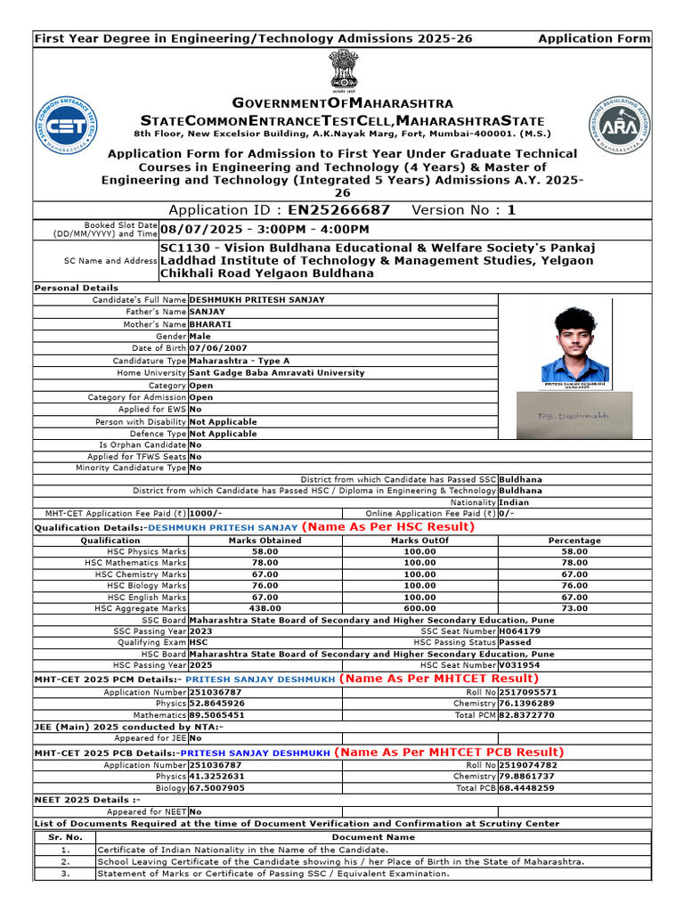 State Common Entrance Test Cell, Government of Maharashtra | PDF ...