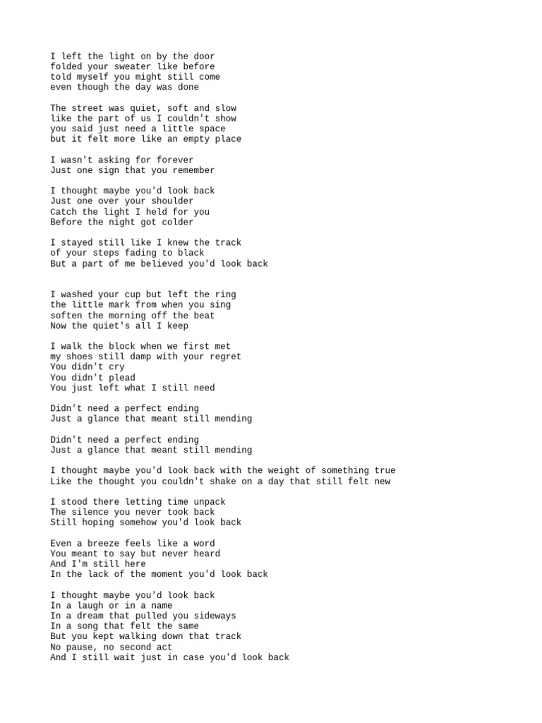 You'd Look Back | PDF