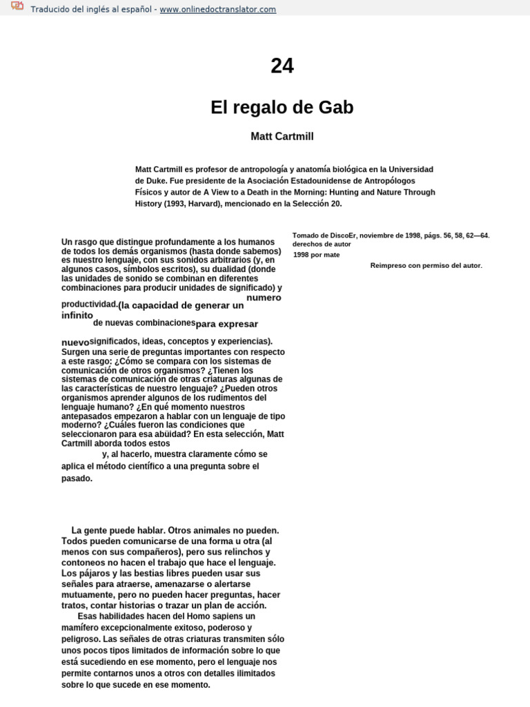 Semana 11 Cartmill (2005) .En - Es | PDF | Humano | Cerebro
