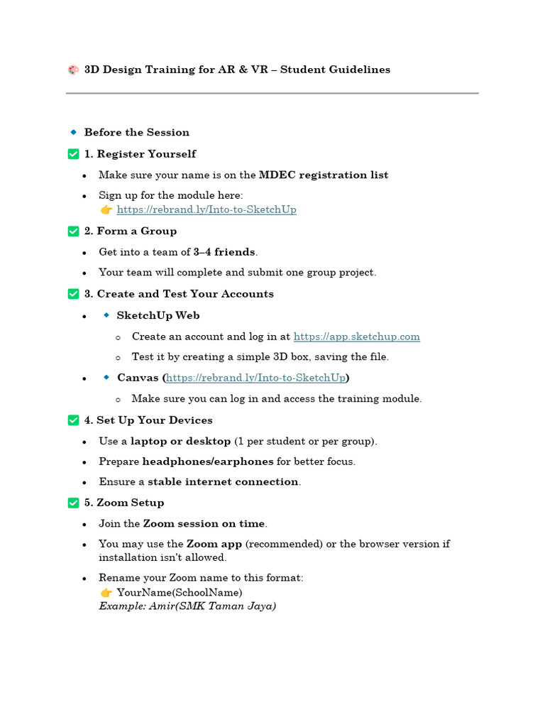 Student Guideline 3D Design Training For AR | PDF