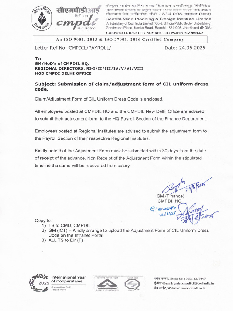DocumentAdjustment Form of CIL Uniform Dress Code | PDF