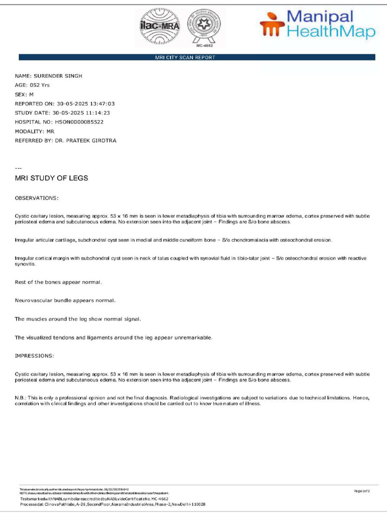 MRI Report) | PDF