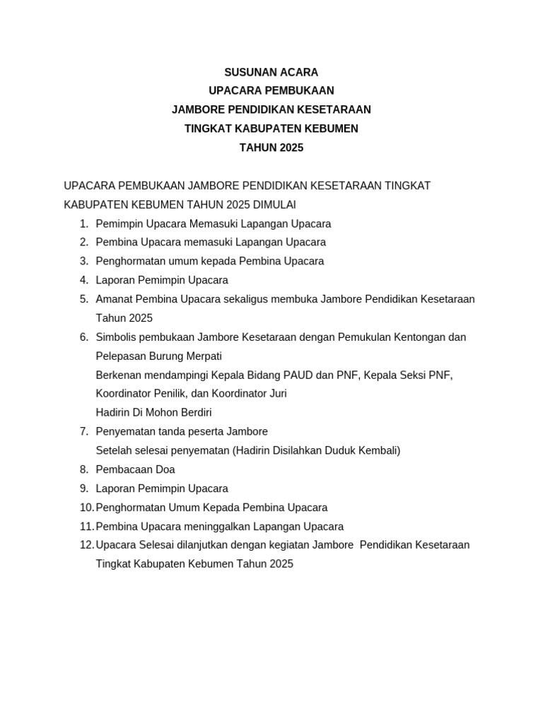 Susunan Acara | PDF