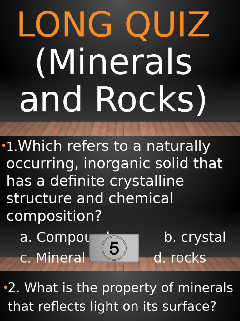 Long QUIZ ELS Minerals & Rocks | PDF | Rock (Geology) | Igneous Rock
