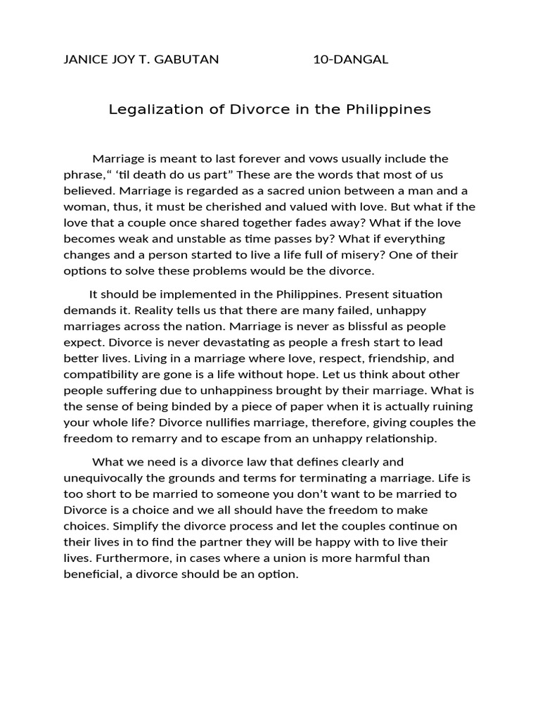 Legalization of Divorce in The Philippines | PDF