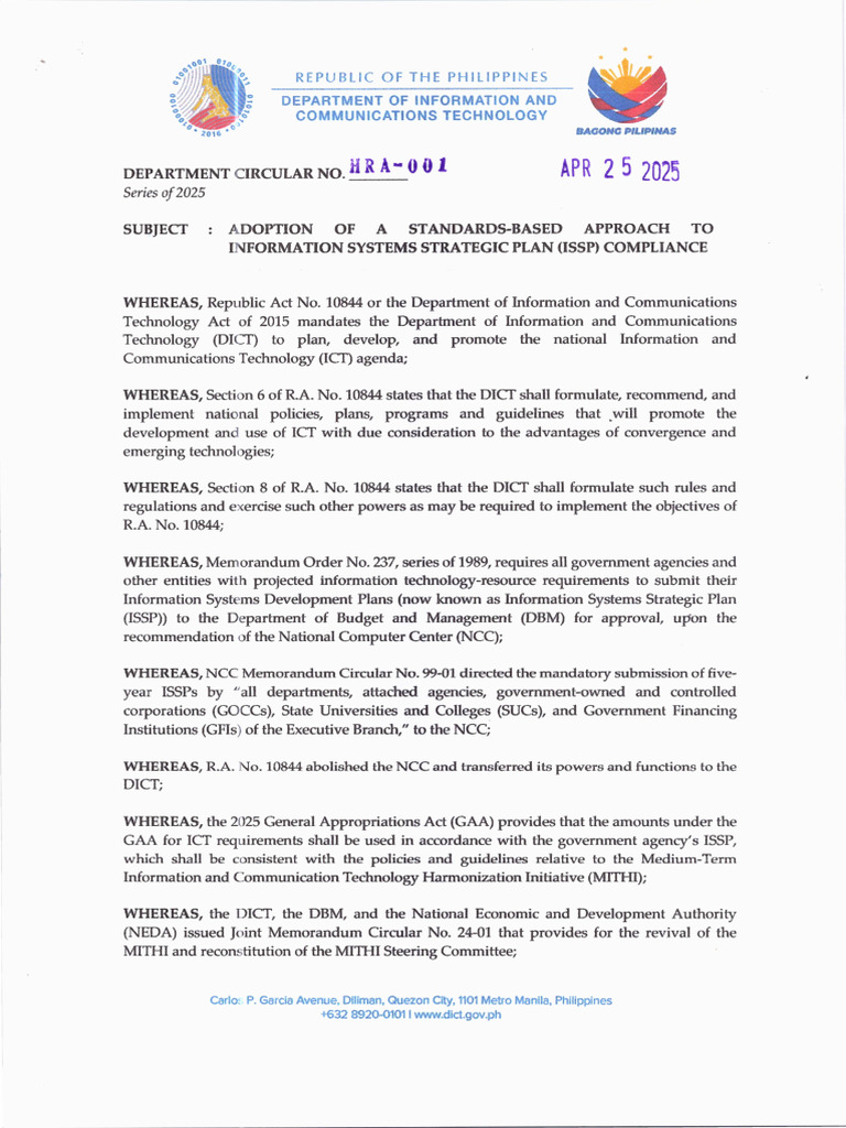 Department Circular No. HRA-001 S. 2025 | PDF