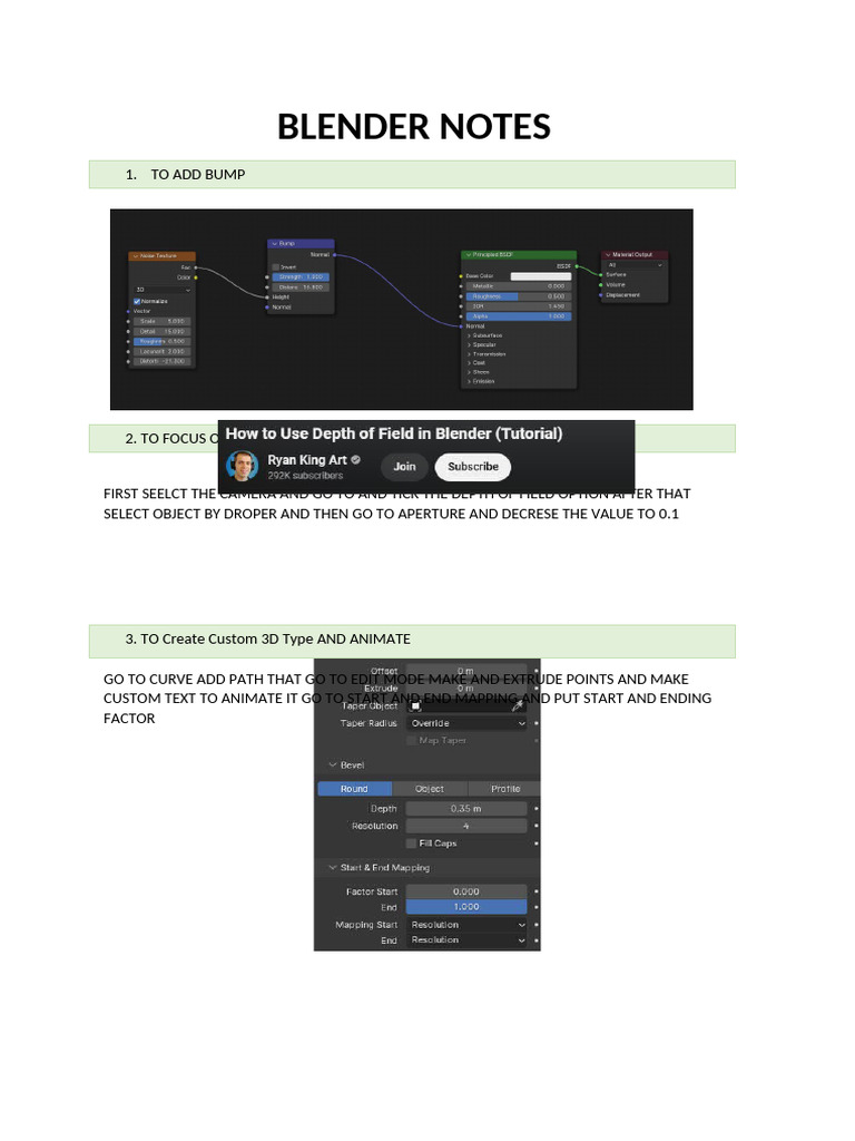 Blender Notes | PDF | Blender (Software) | Computer Graphics