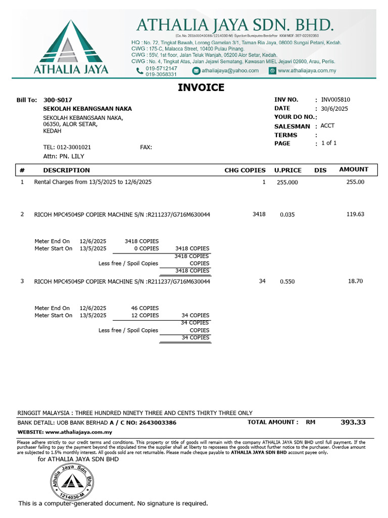 Invoice - Meter Reading | PDF | Payments | Services (Economics)