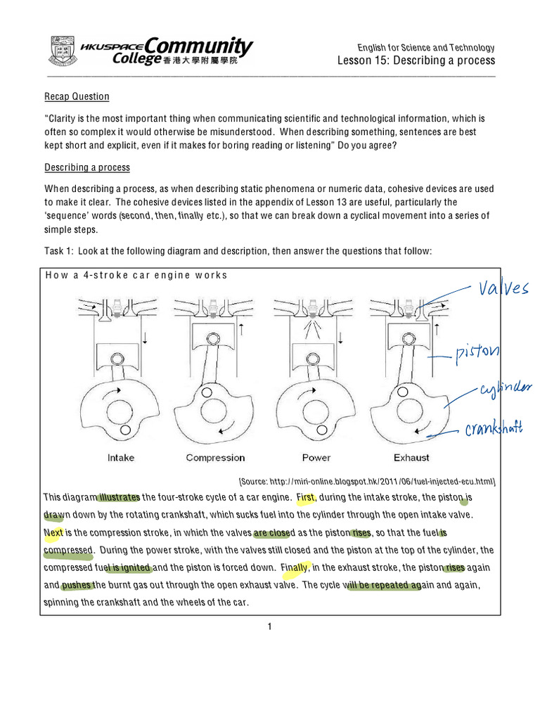 L17 - Describing A Process - (S) | PDF | Language Mechanics | Internal Combustion Engine