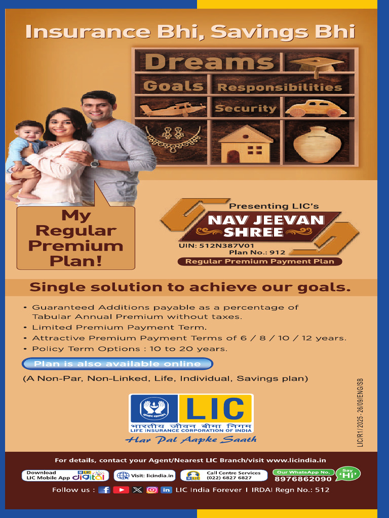 LIC - Nav Jeevan Shree - Sales Brochure - 4 Inch X 9 Inch - Eng | PDF ...