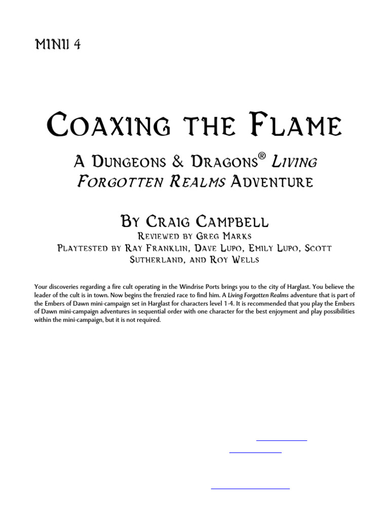 Coaxing the Flame: D&D Adventure Guide | PDF | Dungeons & Dragons ...