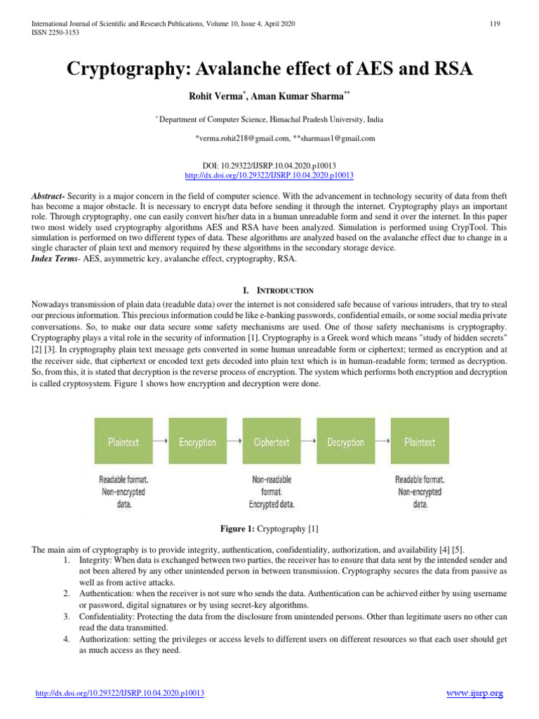 Cryptography Avalanche Effect of AES and | PDF | Key (Cryptography ...