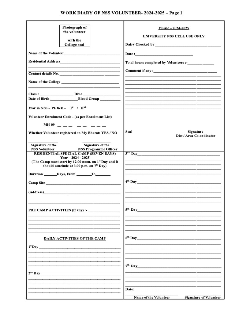 2024 Work Diary Overview | PDF