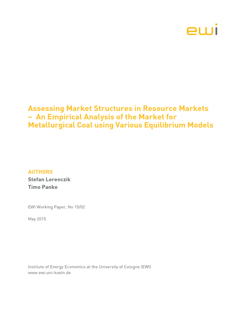 EWI WP 15 02 Market Structures Resource Markets | PDF | Market ...