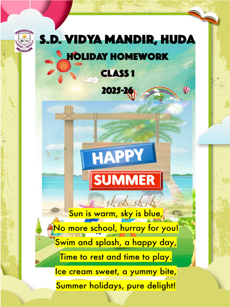 Class 1 Holiday Homework 2025-26 | PDF