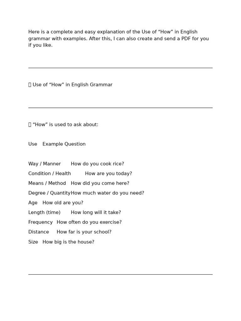 Use of How | PDF