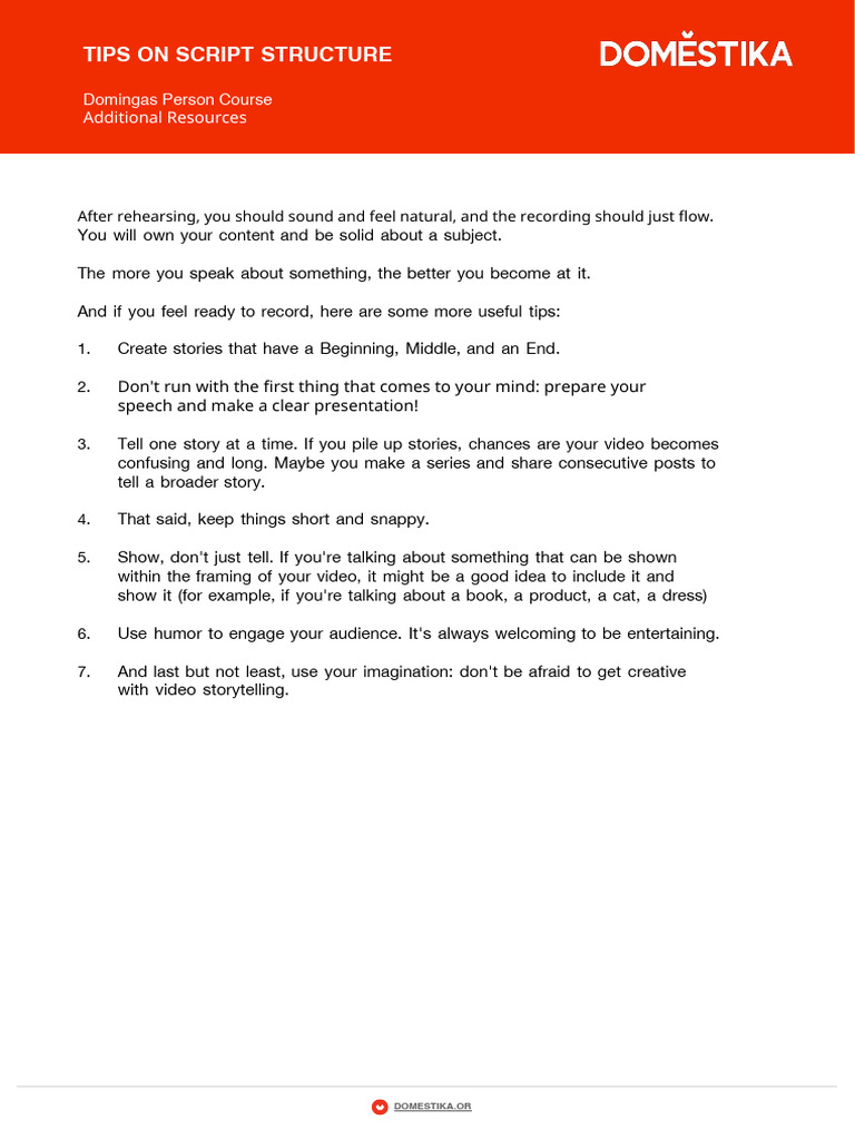 U4 - 03 - Tips On Video and Script Structure - English | PDF