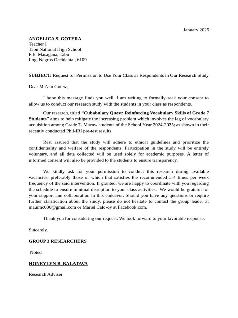 Letter To The Teacher Official | PDF