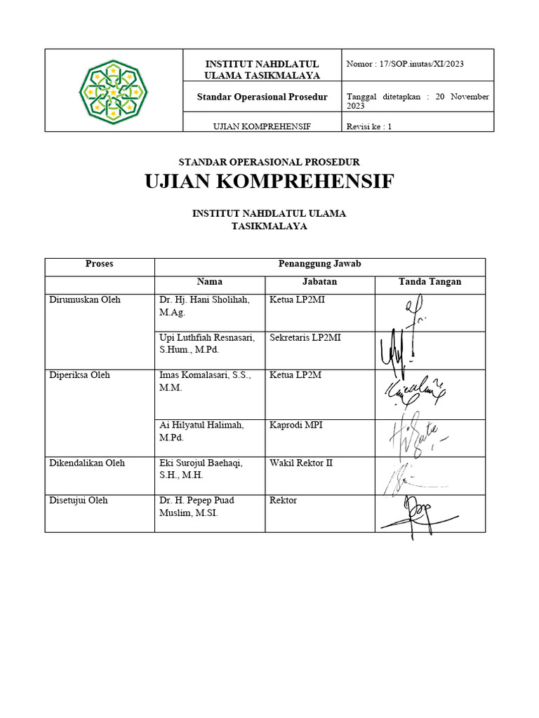 Sop Ujian Kompre | PDF