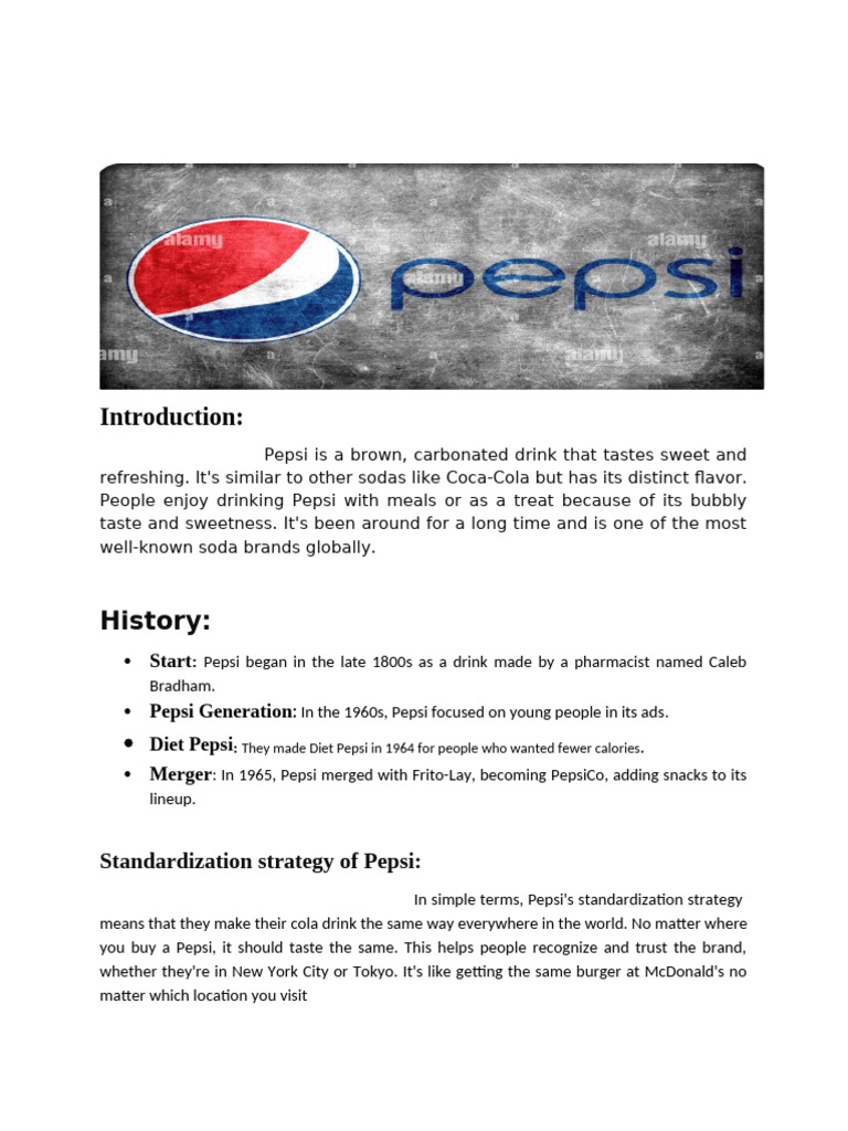 Pom 1st Assignment (Pepsi) | PDF | Pepsi Co | Pepsi