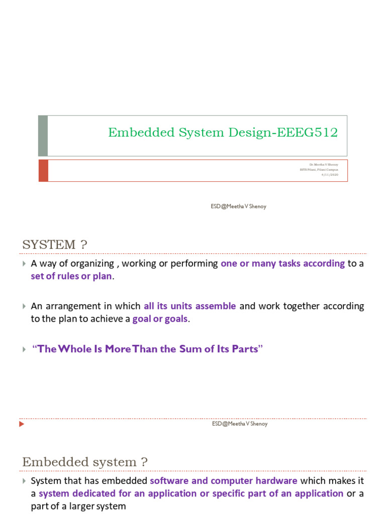 ESD 2020 All Slides Merged | PDF | Embedded System | Computer Architecture