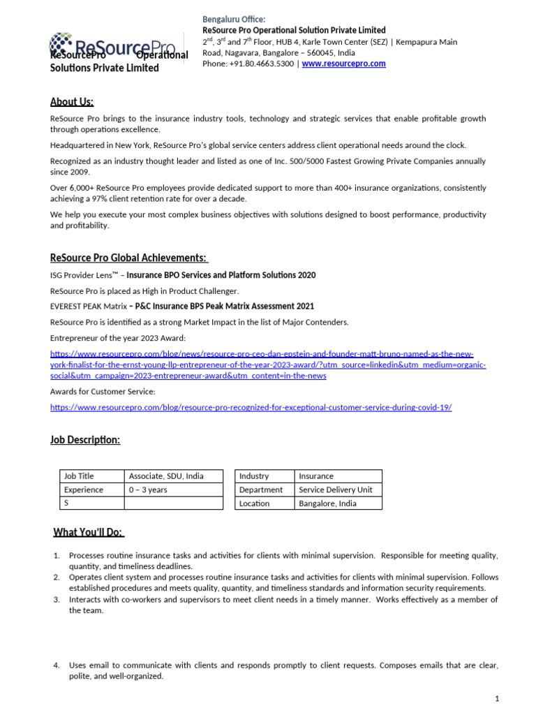 Resource Pro Associate SDU Overview | PDF | Economies | Business