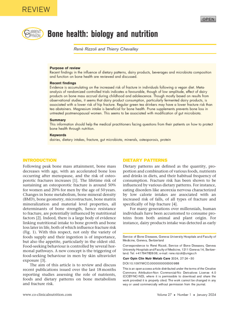 Bone Health - Biology and Nutrition | PDF | Osteoporosis | Diet (Nutrition)