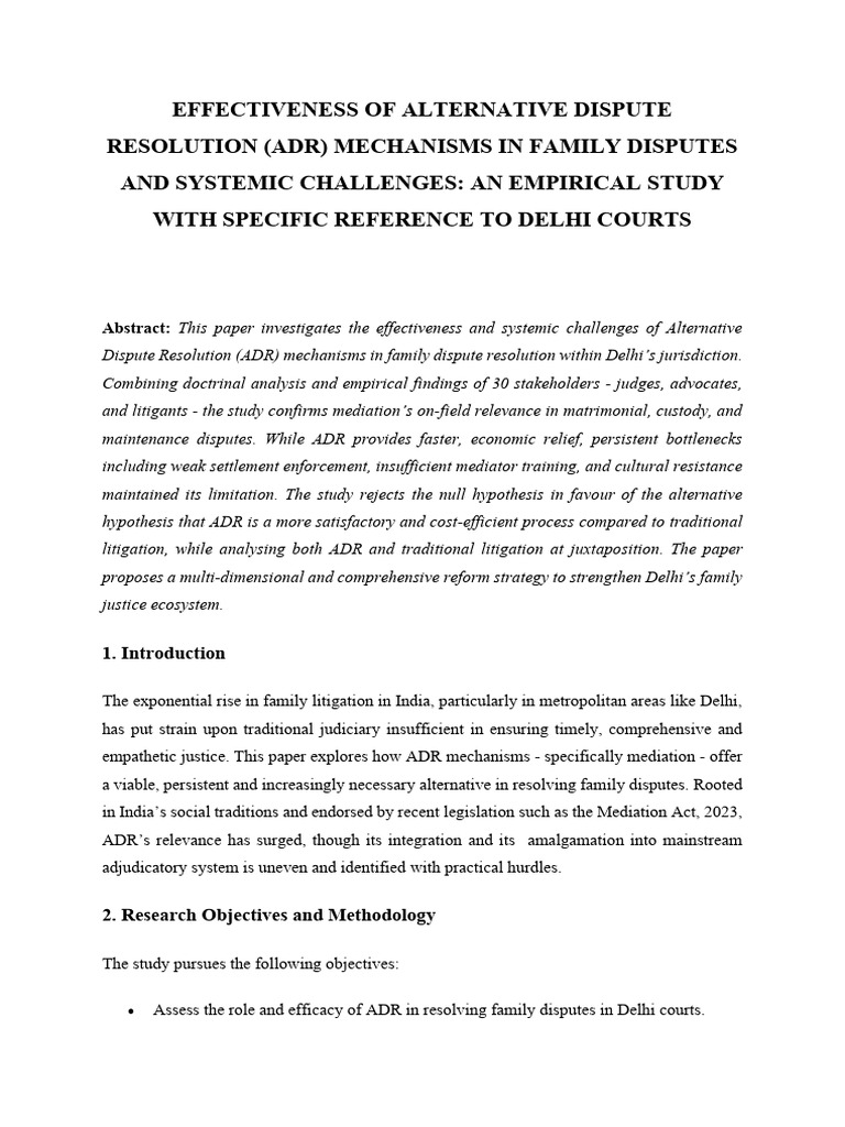 Effectiveness of Alternative Dispute Resolution | PDF | Alternative Dispute Resolution | Mediation