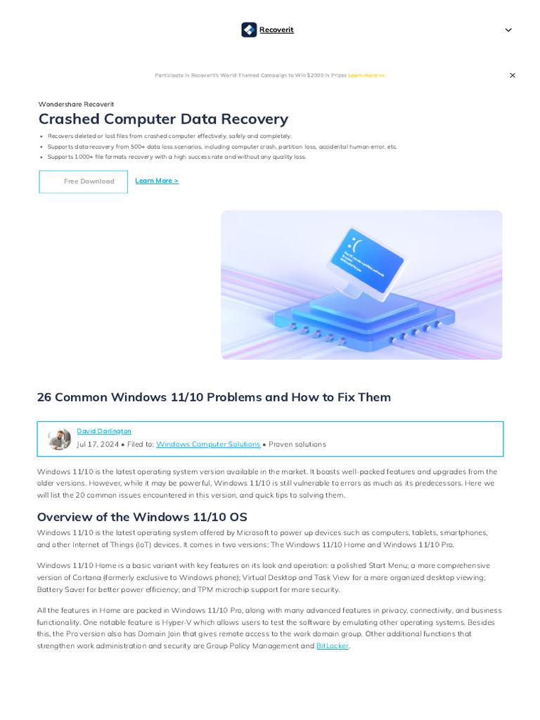 26 Common Windows 11 - 10 Problems and How To Fix Them (2024) | PDF | Microsoft Windows | Window ...