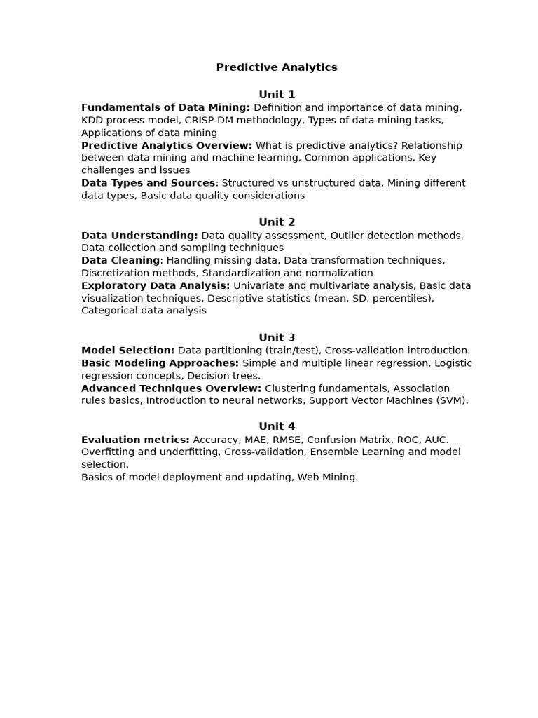 Predictive Analytics(Updated) | PDF